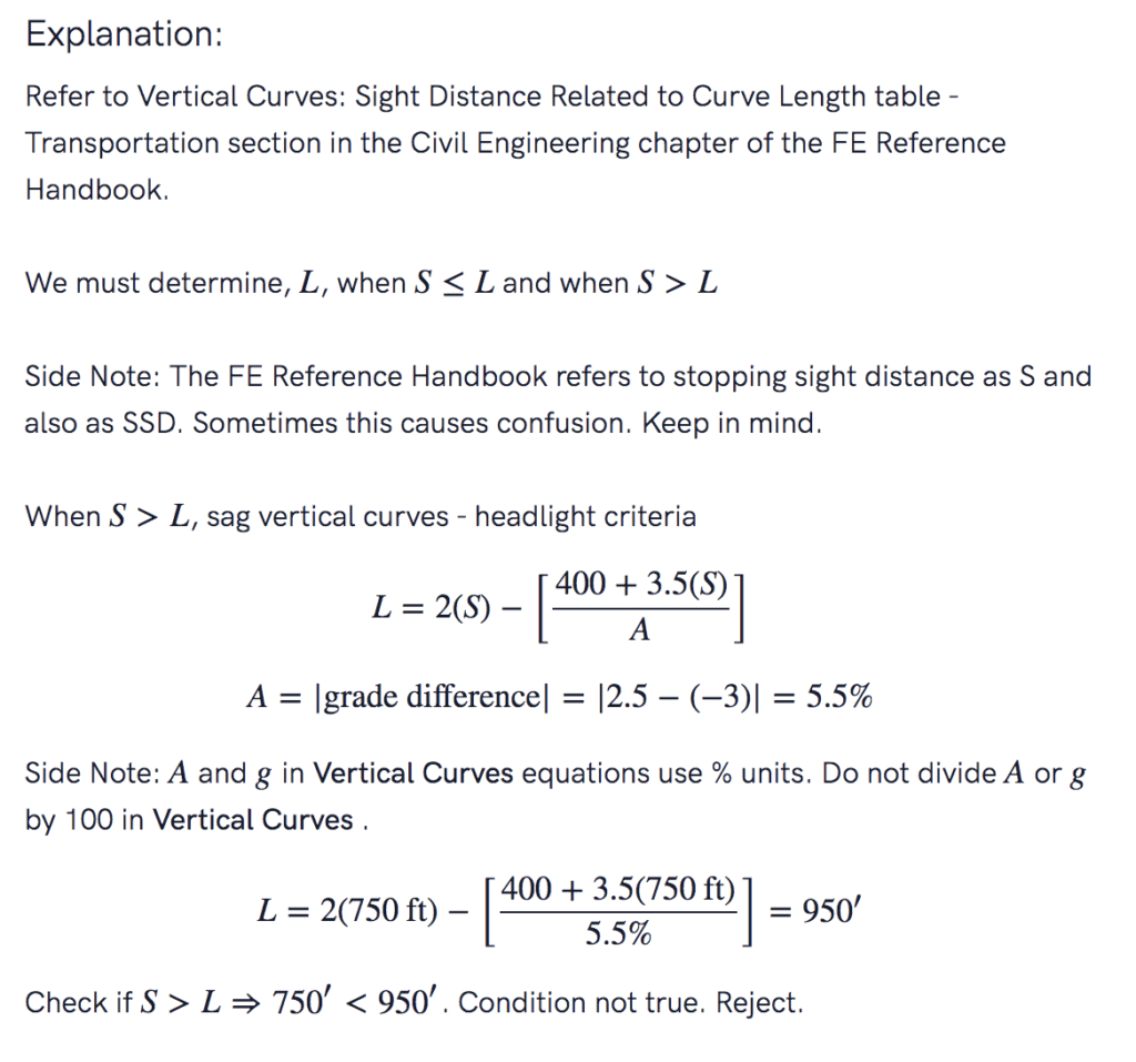FE Exam: Vertical Curve Question and Solution - PE Exam Passpoint by EMI