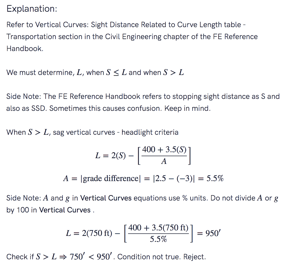 FE Exam: Vertical Curve Question and Solution - PE Exam Passpoint by EMI